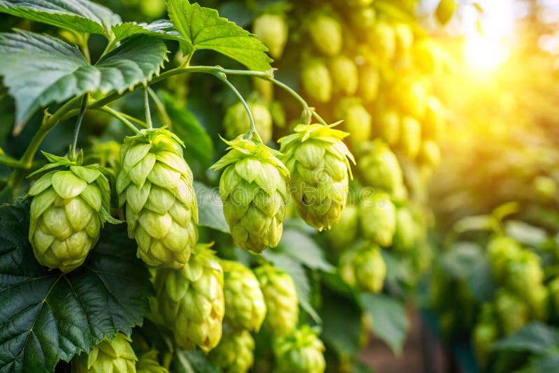 Hop Plant Growing on Hop Farm Close-Up Brewing Stock Illustration ...