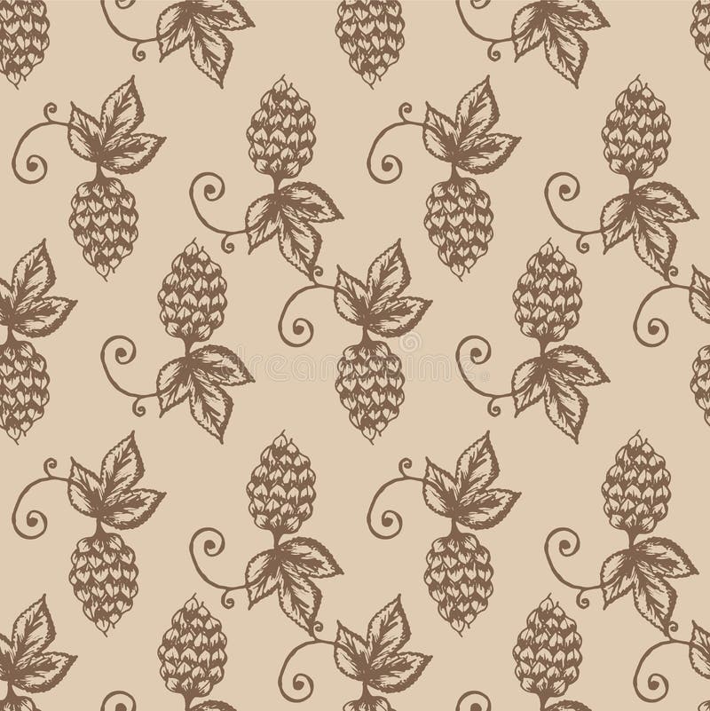 Hop Seamless Pattern on Beige Background Stock Vector - Illustration of ...