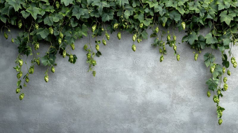 Hop Vines on Grey Concrete Wall. AI Generated Stock Illustration ...