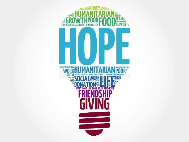 HOPE bulb word cloud stock illustration. Illustration of light - 207087925