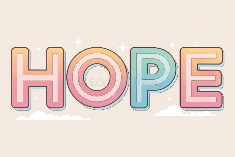 HOPE Colorful Pastel Font Gradient Outline Soft Text Effect - Generated ...