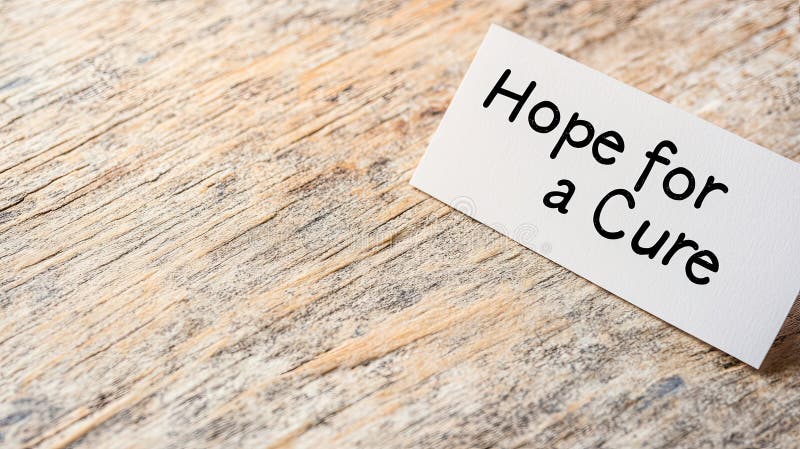 Hope for a Cure Card on a Rustic Wooden Surface Conveying a Powerful ...