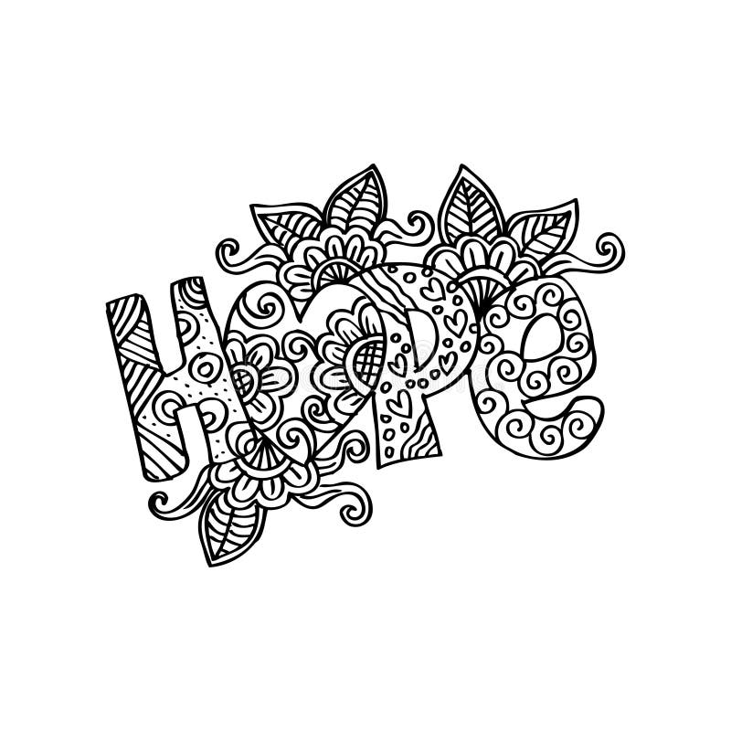 Hope decorative lettering. stock illustration. Illustration of boho ...