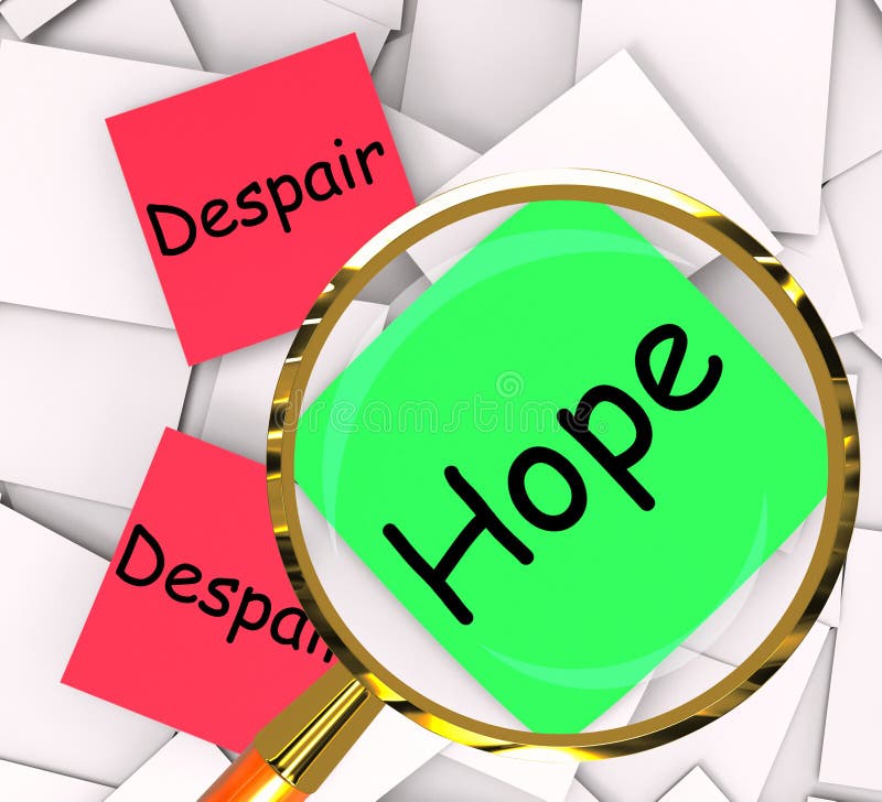 Hope Despair Post-it Papers Show Wishing or Desperate Stock ...