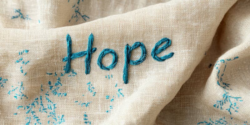 Hope Embroidered on Fabric with Childlike Handwriting for Inspirational ...