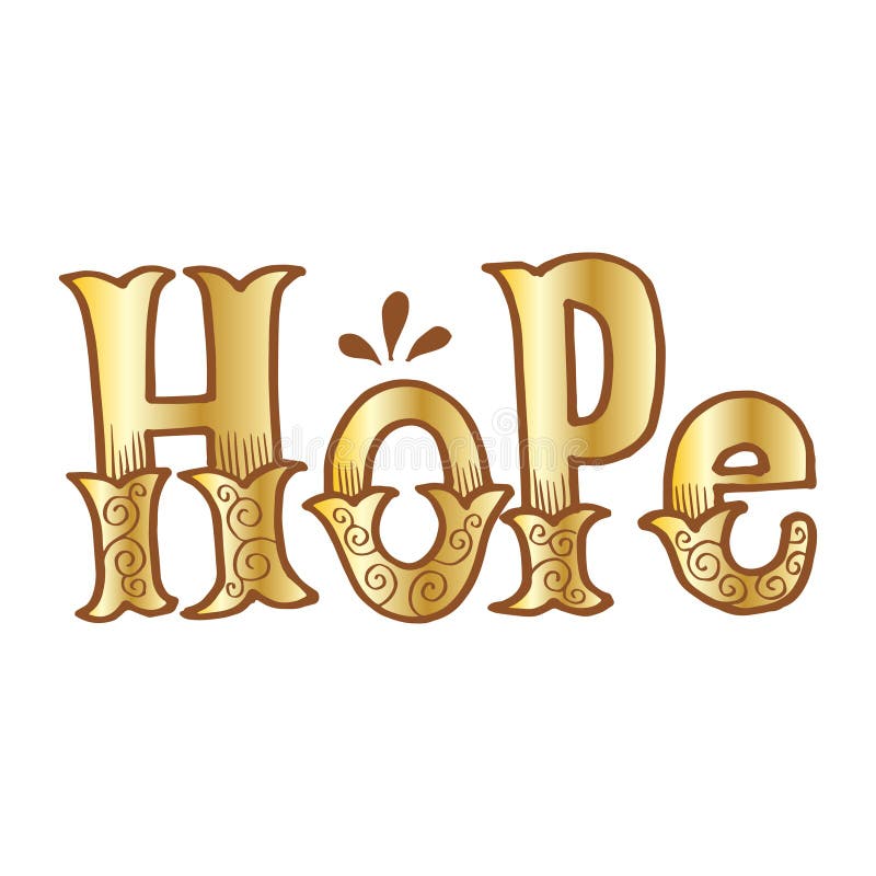 Hope Hand Lettering Typography with Floral Stock Vector - Illustration ...