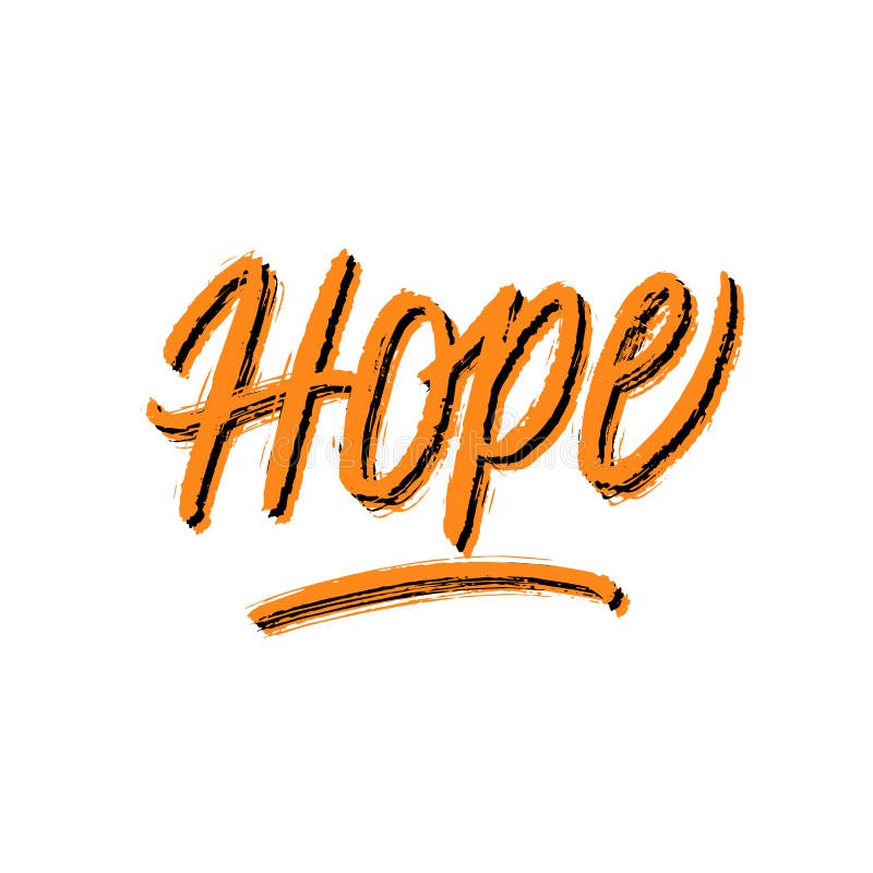 Hope Hand Lettering with Orange and Black Colors Stock Vector ...