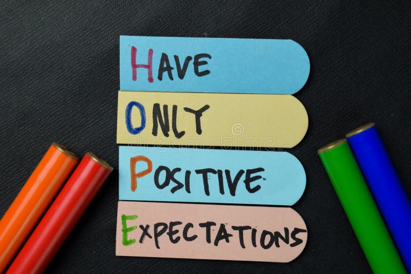 HOPE - Have only Positive Expectations Write on Sticky Notes Isolated ...