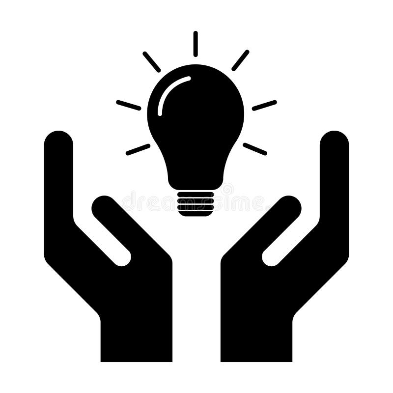 Hope Icon, Human Hand with Bulb Symbol, Help and Protection Graphic ...