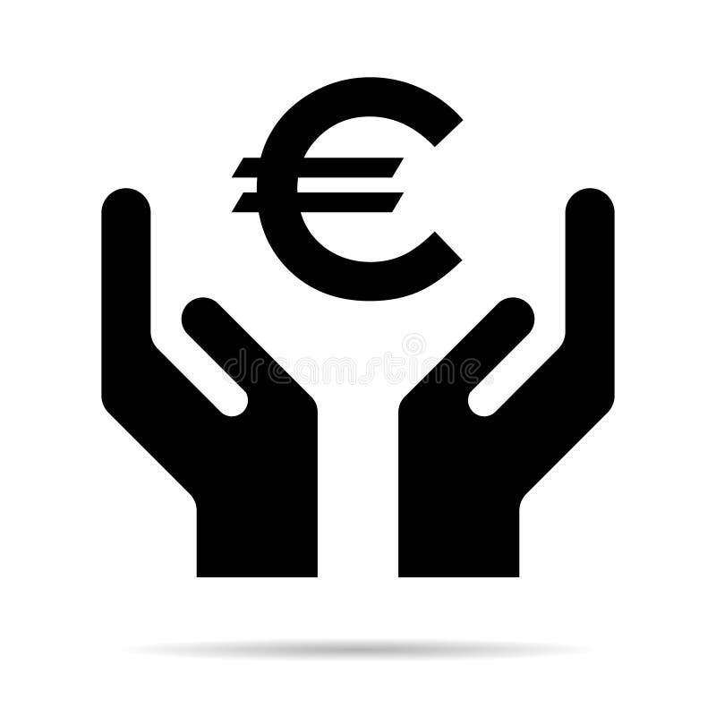 Hope Icon, Human Hand with Euro Symbol, Help and Protection Graphic ...