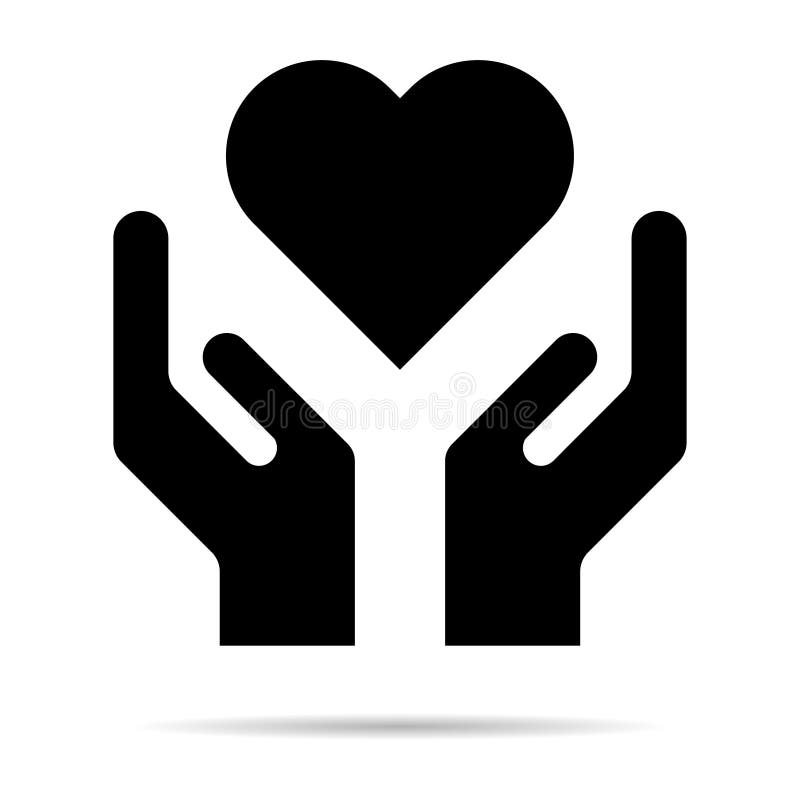 Hope Icon, Human Hand with Heart Symbol, Help and Protection Graphic ...
