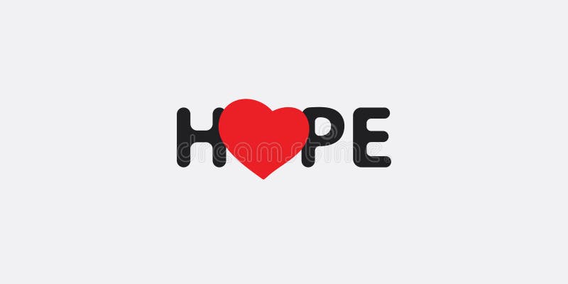 Hope - Lettering with Red Heart - Vector Design Concept Stock Vector ...