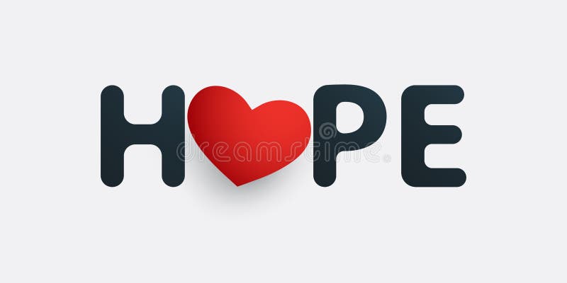 Hope - Lettering with Red Heart - Vector Design Concept Stock Vector ...
