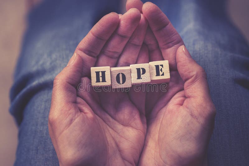 Hope Message Formed with Wooden Blocks Stock Image - Image of belief ...