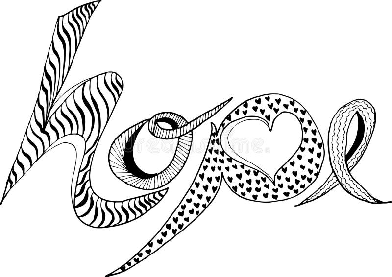 Hope message hand drawn stock illustration. Illustration of beautiful ...