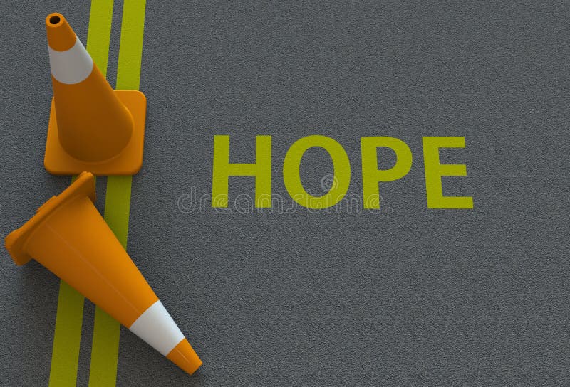 Hope, message on the road stock illustration. Illustration of rendering ...