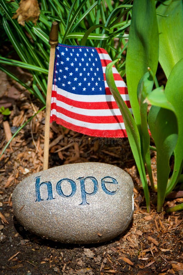 Hope Message, Stone and USA Flag Stock Image - Image of patriotic ...