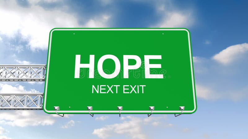 Hope Next Exit Sign Against Blue Sky Stock Footage - Video of generated ...