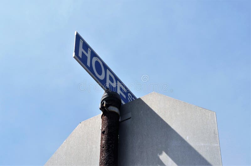 Hope Street Sign Against Blue Sky Stock Image - Image of white, sign ...