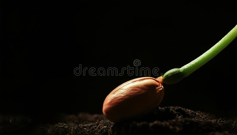 Hope Symbolized by a Firefly Sprouting in Dark Soil, Signifying Renewal ...