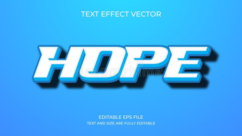 Hope Text Effect Vector Design on Blue Background Stock Vector ...