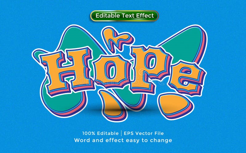 Hope Text, Fun Background, 3d Style Editable Text Effect Stock Vector ...