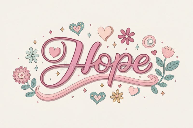 Hope Text in Girly 90s Effect - Generated by Ai Stock Illustration ...