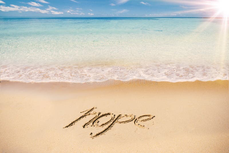 Hope written in Sand stock image. Image of grains, seashell - 19280279