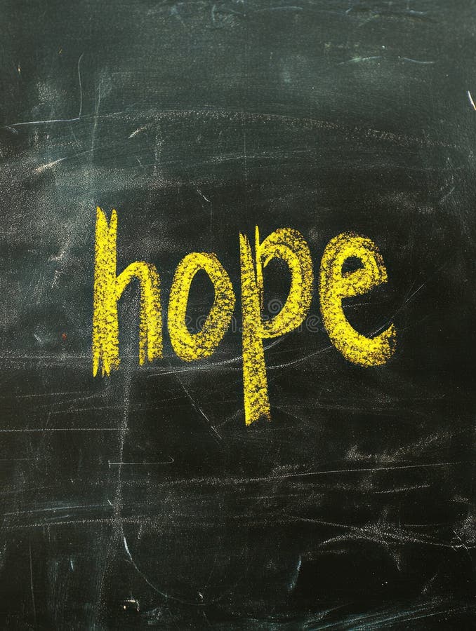 Hope Written in Bright Yellow Chalk on Blackboard for Inspirational ...