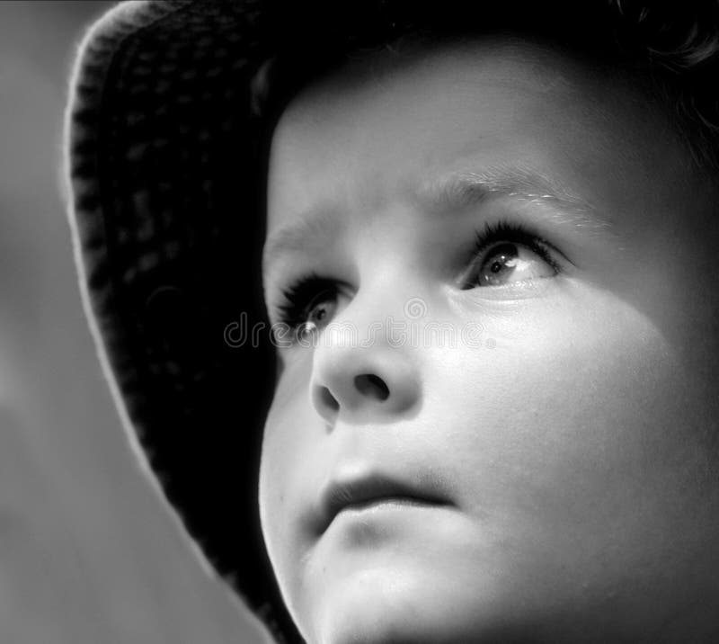 Hopeful Child stock image. Image of face, monochrome, intense - 7992055