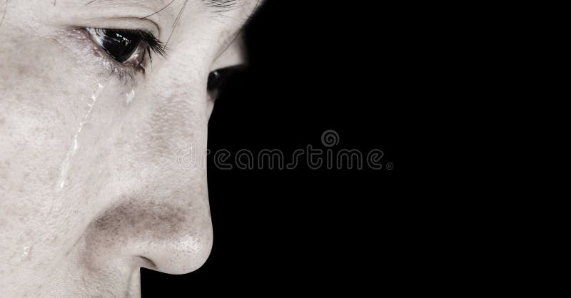 Hopeless woman with tear stock image. Image of misery - 85811081