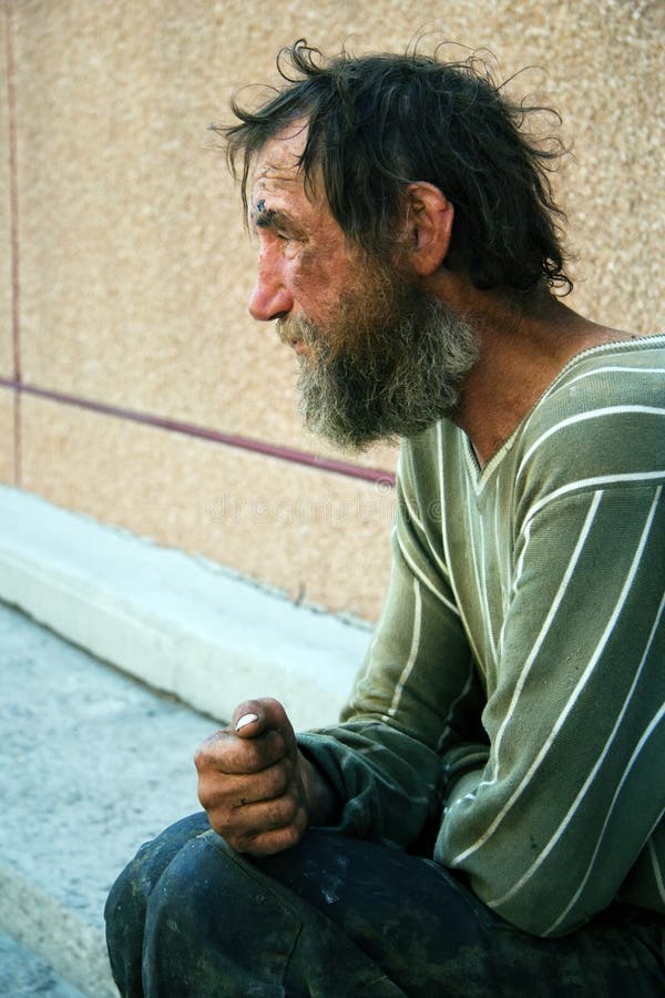 Sad homeless man stock photo. Image of away, face, begging - 7257534