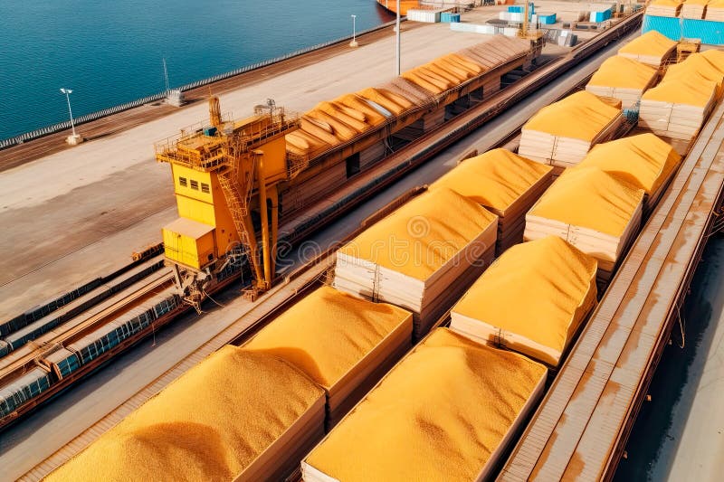 Hopper Grain Wagon Top View, Grain Deal, Generative Ai Stock Photo ...