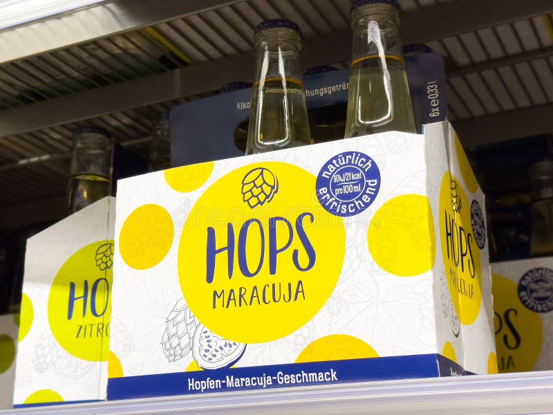 Hops Maracuja Beverage Pack on Store Shelf with Refreshing Flavor ...