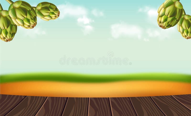 Hops on Rustic Background Vector Realistic. Falling Green Fresh Hops ...
