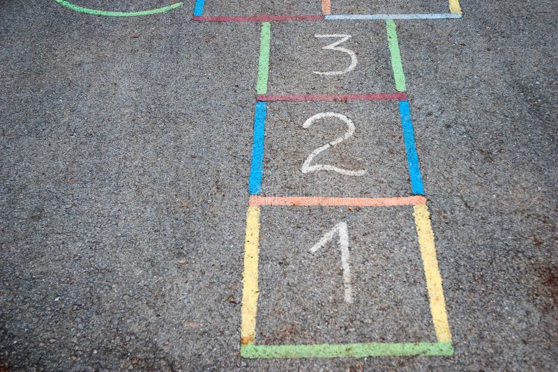 Hopscotch course stock photo. Image of drawn, childrens - 28040152