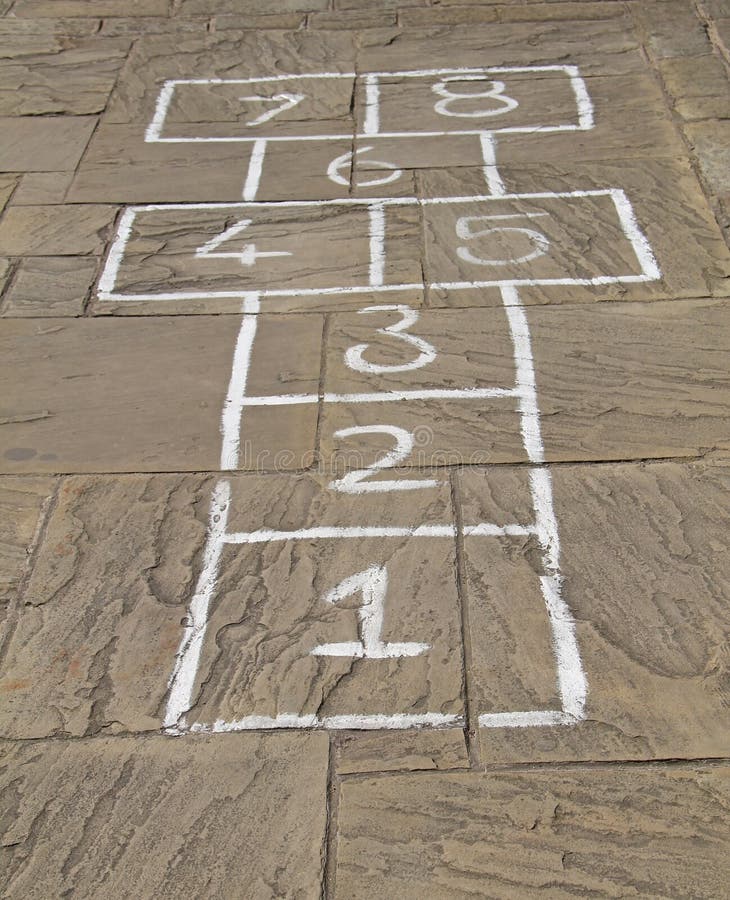 Hopscotch Game on Paving Stones Stock Photo - Image of school, five ...