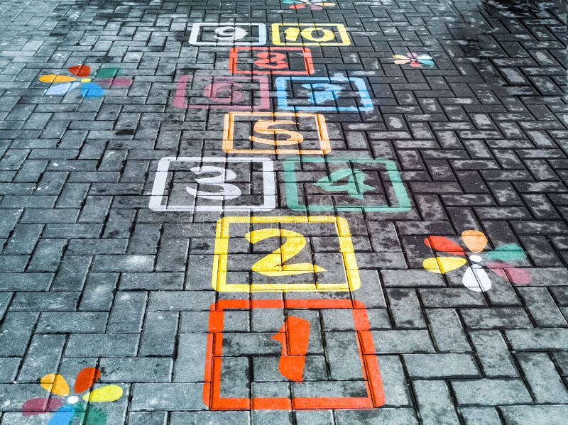 Hopscotch game stock image. Image of outdoor, element - 137907523
