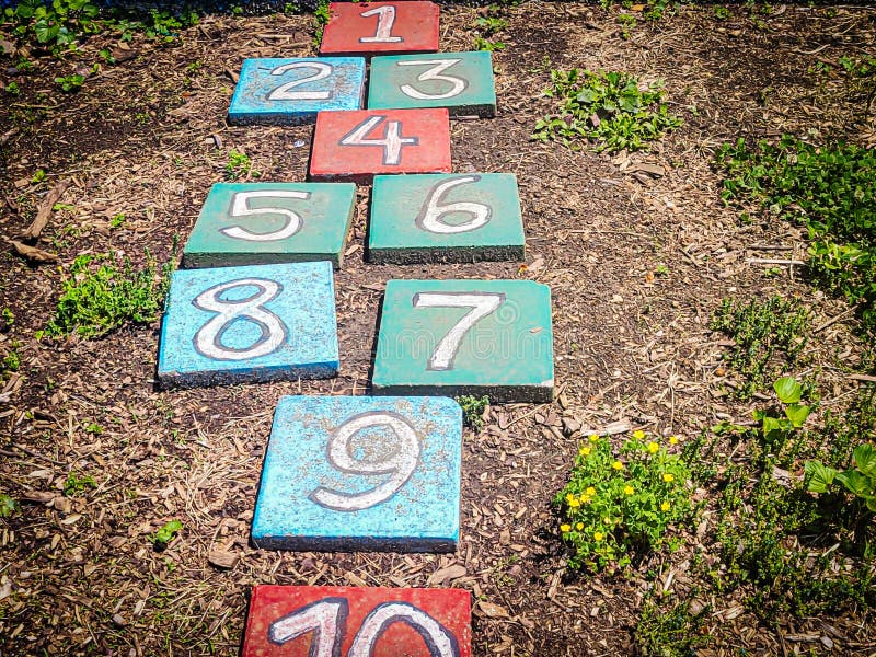Hopscotch kids fun stock image. Image of plant, grave - 250755629
