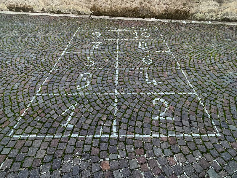 Hopscotch Kids Playground Game on Pavement Stock Photo - Image of child ...