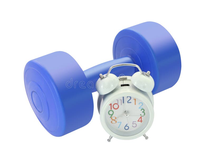 Hora Para Ejercitar El Reloj Y La Pesa De Gimnasia Foto de archivo ...