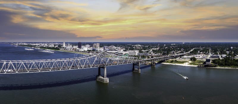 Horace Wilkinson Bridge and the Mississippi Editorial Photo - Image of ...