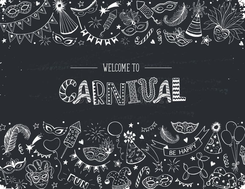 Carnival doodle set stock vector. Illustration of gras - 107864791