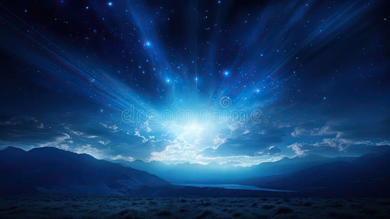 Horizon blue light burst stock illustration. Illustration of glow ...
