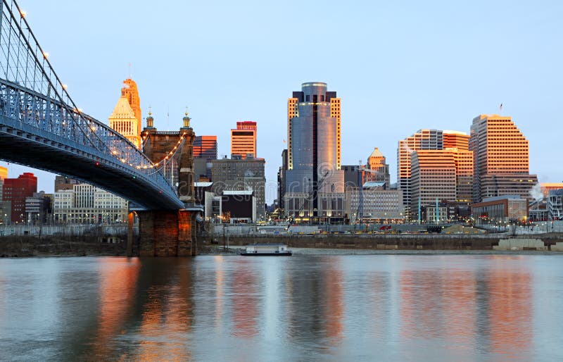 Horizon de Cincinnati Ohio photo stock. Image du suspension - 9886562
