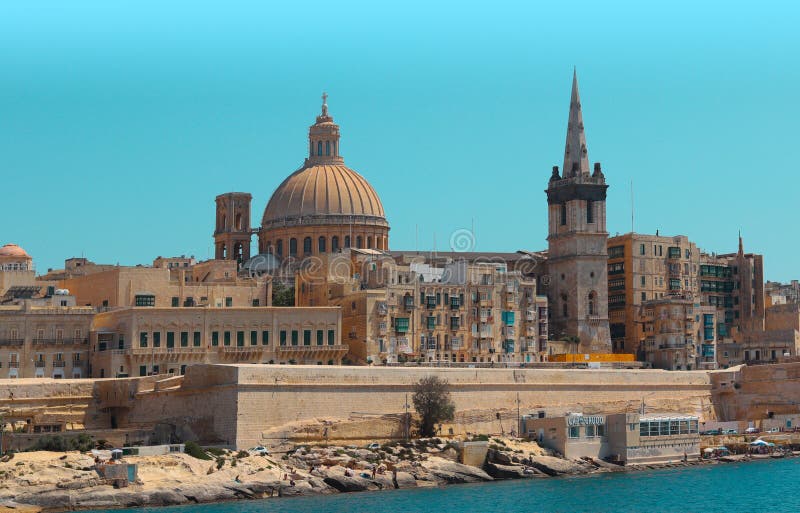 Capitale Malte De La Valette De La Photo stock - Image du littoral ...