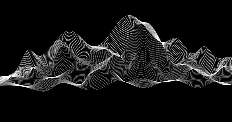 Horizon Geographic White Abstract Wave on a Black Background. Wave of ...