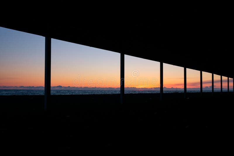 Horizon Line at Sunset View through a Window Not Parallel To the ...