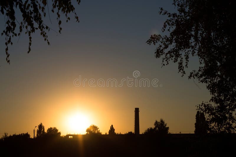 Horizon of the old factory stock image. Image of tree - 66453217