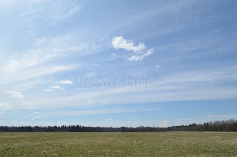 Horizon Sky Field Grass Cloud View Spring Farm Sun Sky Stock Image ...